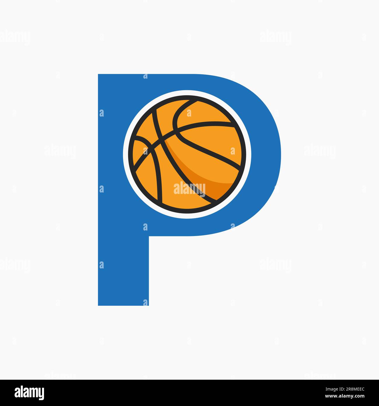 Basketball Logo On Letter P Concept. Basket Club Symbol Vector Template ...