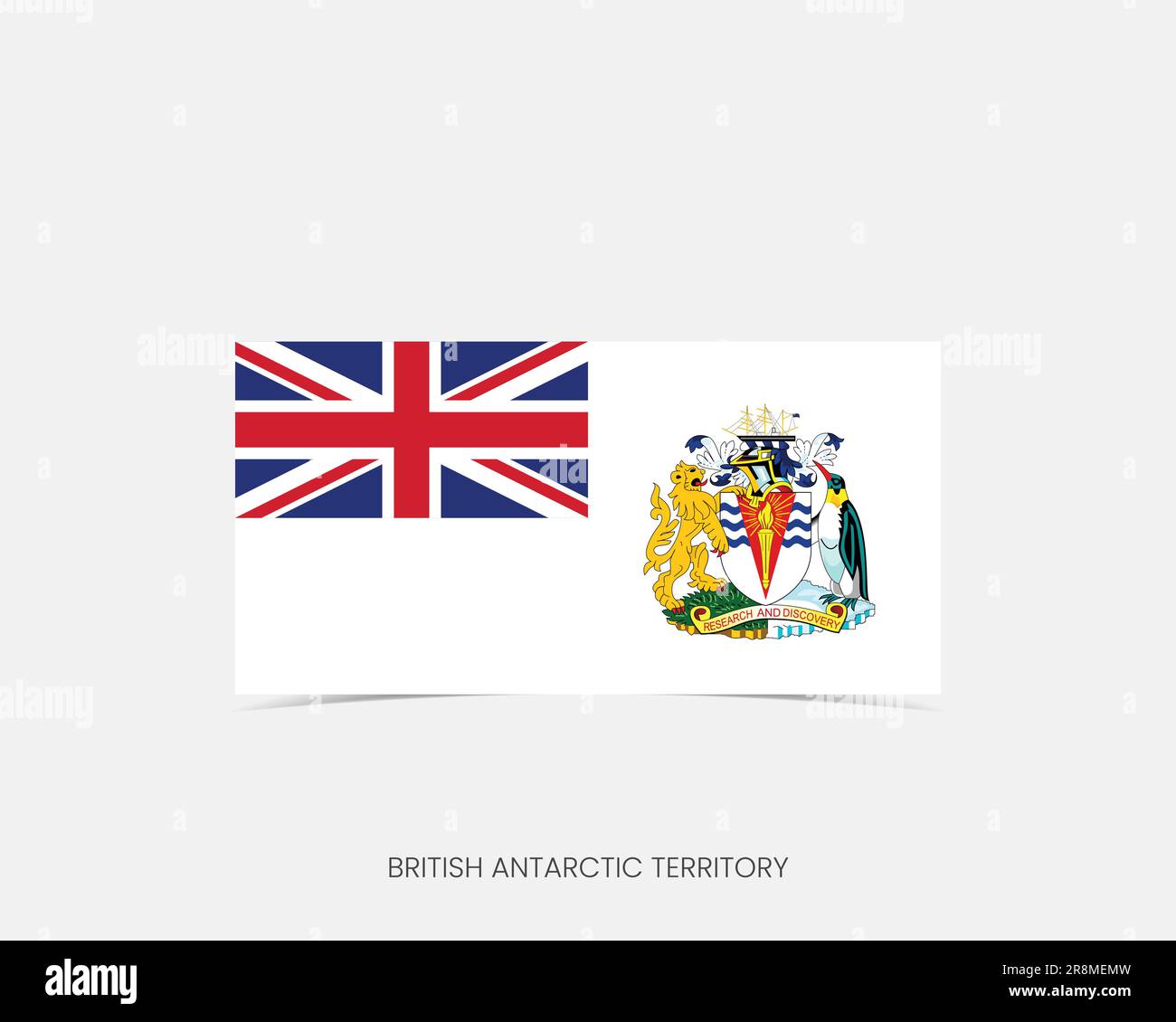 British Antarctic Territory Rectangle flag icon with shadow Stock ...