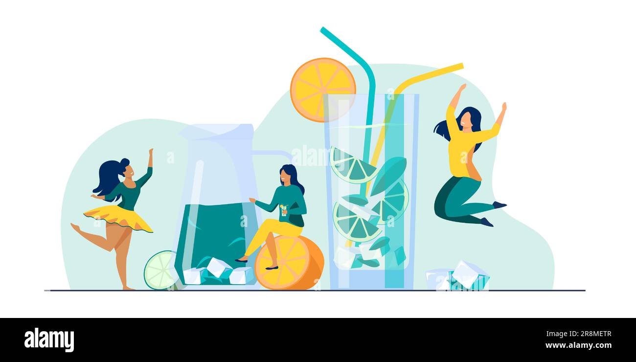 Girl drinking lemonade Stock Vector Images - Alamy