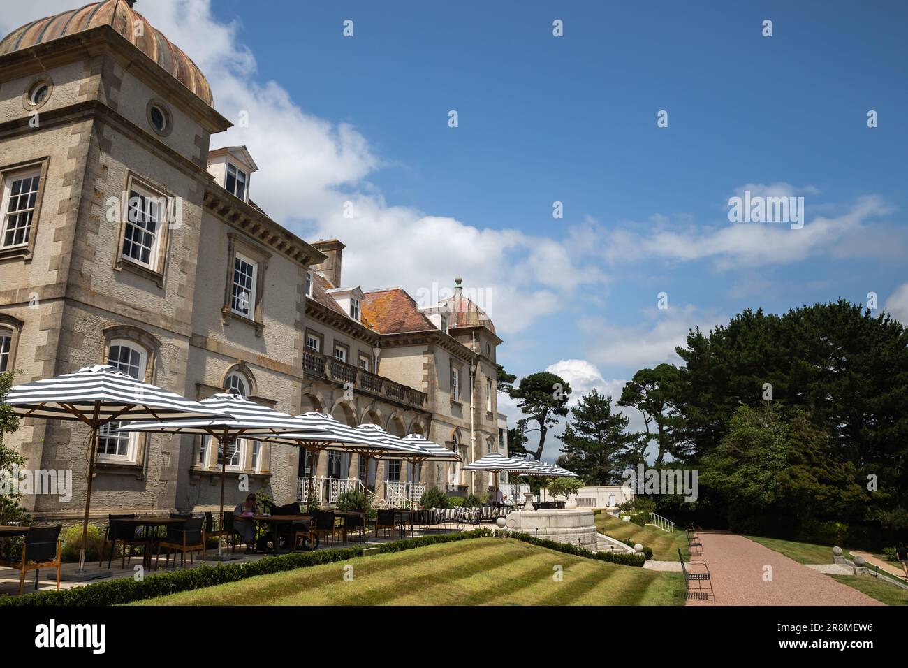 The rear view of Fowey Hall Hotel in Cornwall Stock Photo - Alamy