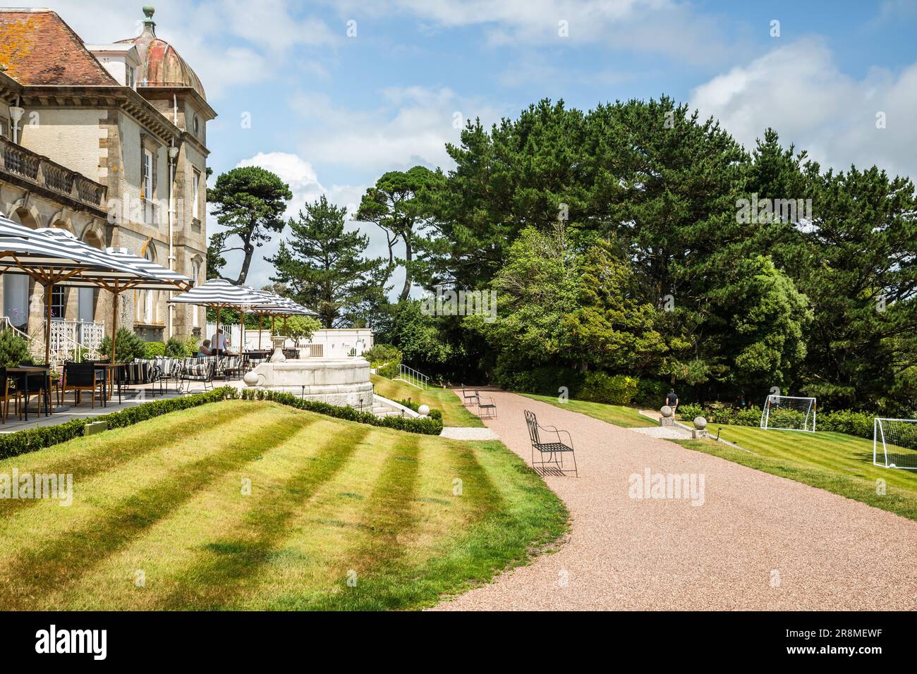 The rear view of Fowey Hall Hotel in Cornwall Stock Photo - Alamy