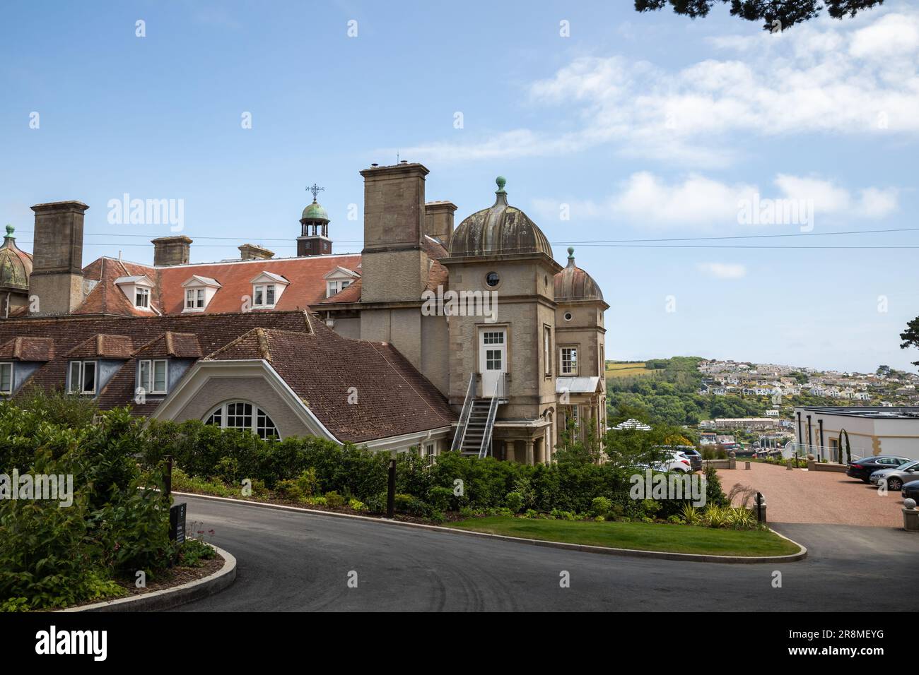 The rear view of Fowey Hall Hotel in Cornwall Stock Photo - Alamy