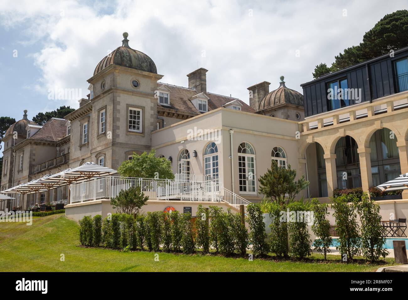 The rear view of Fowey Hall Hotel in Cornwall Stock Photo - Alamy