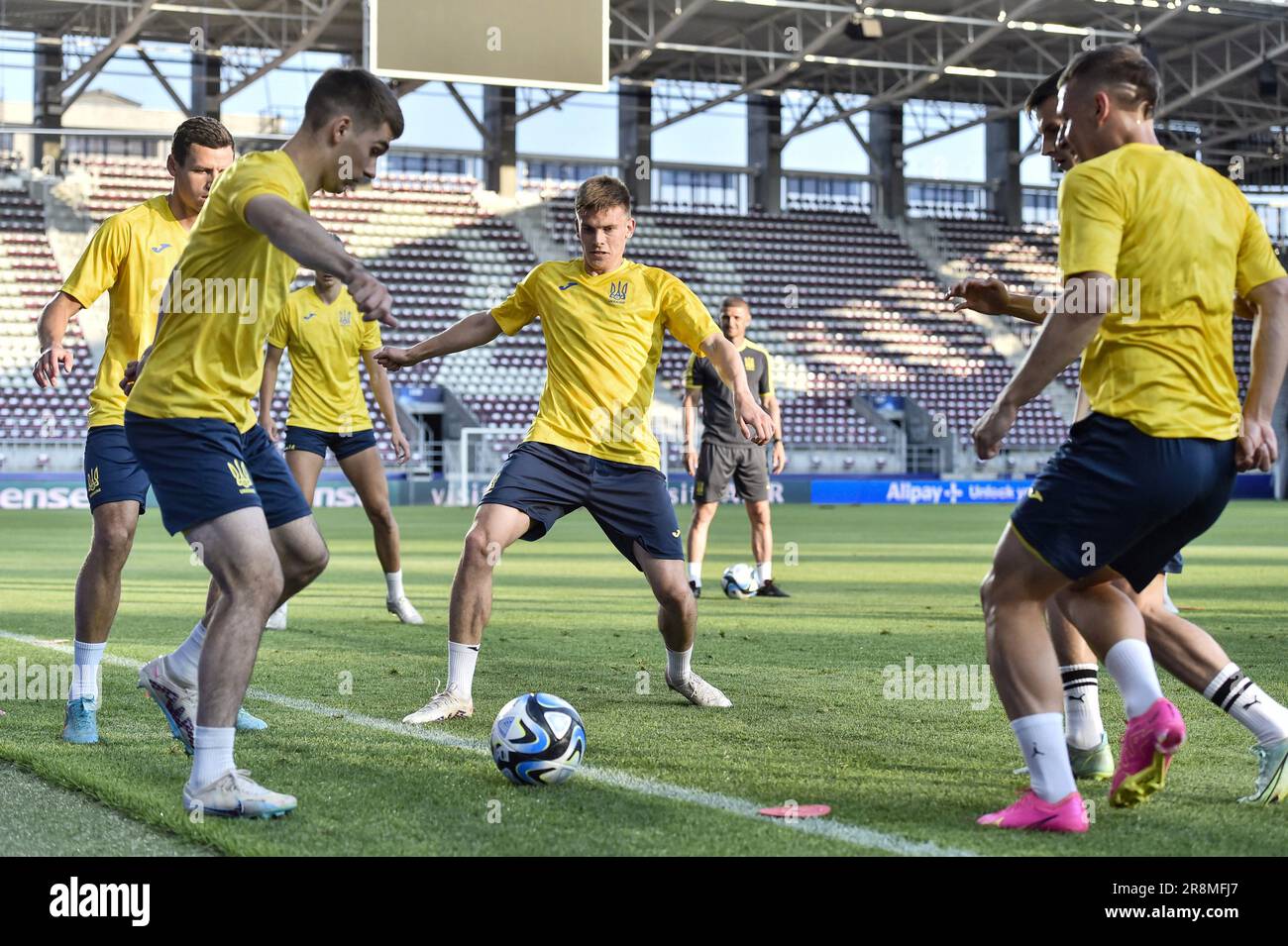 BUCHAREST, ROMANIA - JUNE 20, 2023 - Players of the Ukrainian national ...