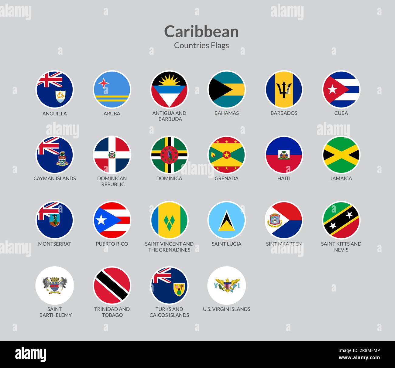 Caribbean Countries countries flag icons collection Stock Vector Image ...