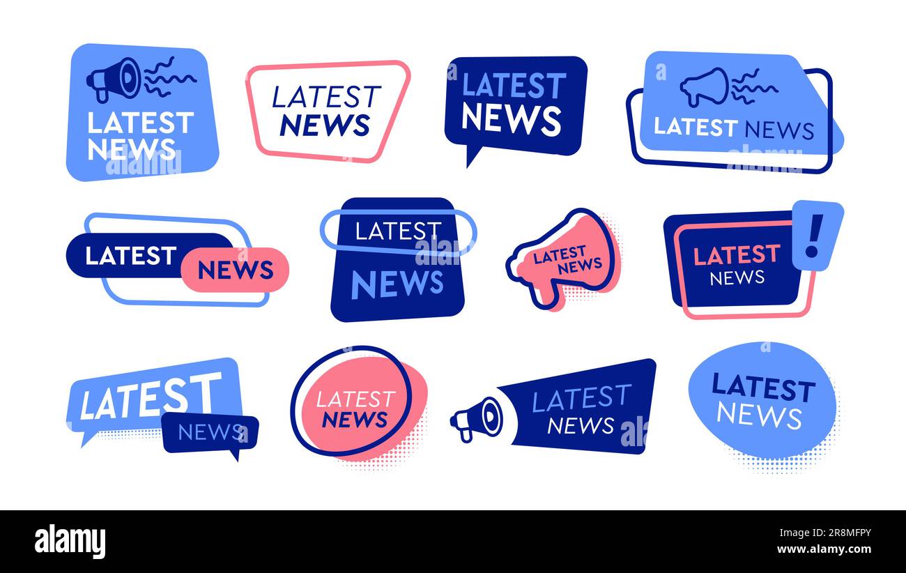 Latest news labels flat icon set Stock Vector Image & Art - Alamy