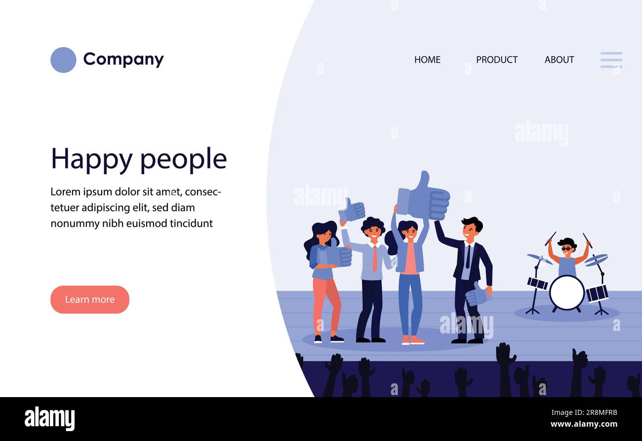 Happy people on stage showing likes [Converted] Stock Vector Image ...