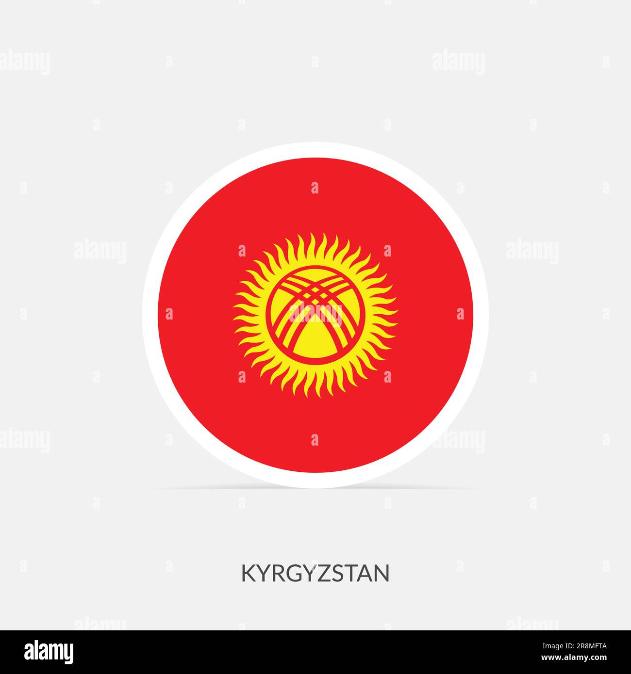 Kyrgyzstan round flag icon with shadow Stock Vector Image & Art - Alamy