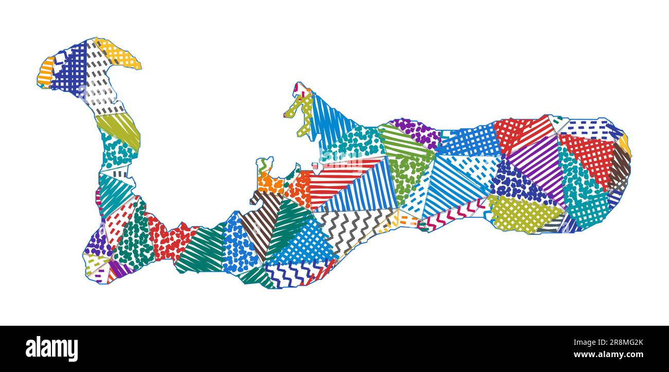 Kid style map of Grand Cayman. Hand drawn polygons in the shape of ...