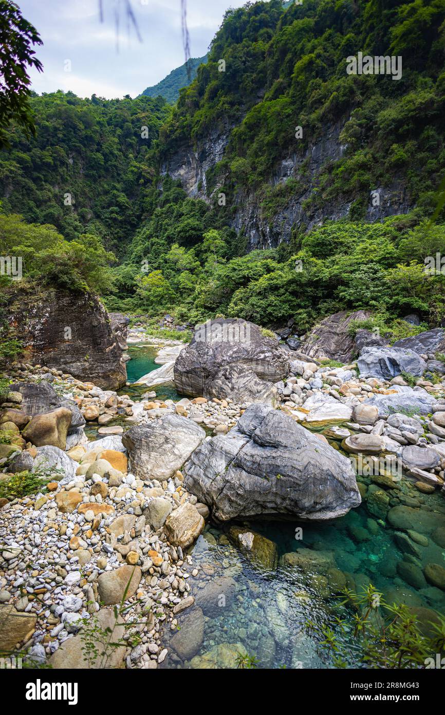 Shakadang hiking trail at the Taroko National Park Taiwan. The ...