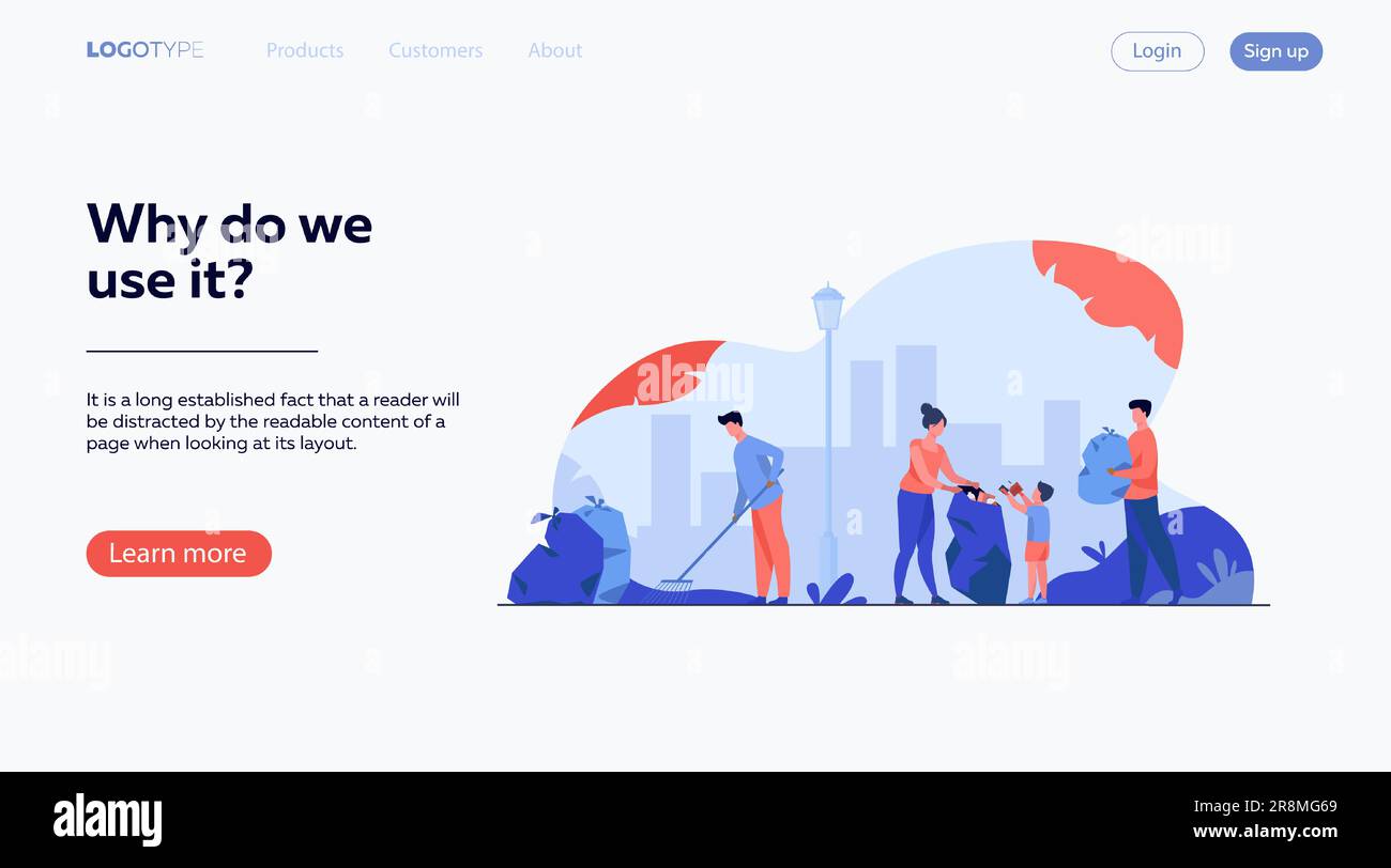 Volunteers community cleaning garbage flat vector illustration Stock ...