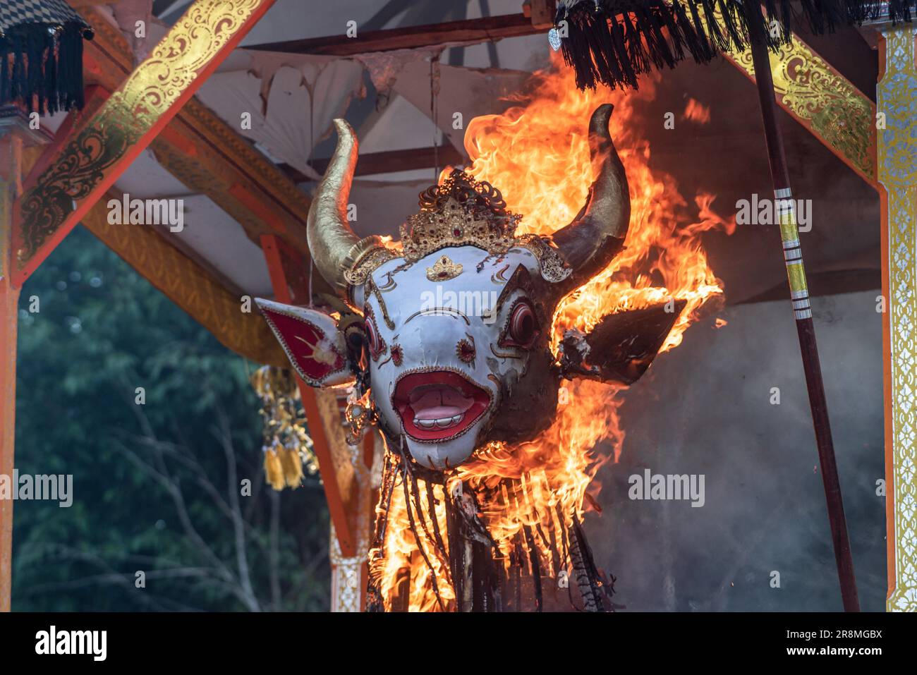 Denpasar, Indonesia. 22nd June, 2023. The King's remains are burnt in a ...