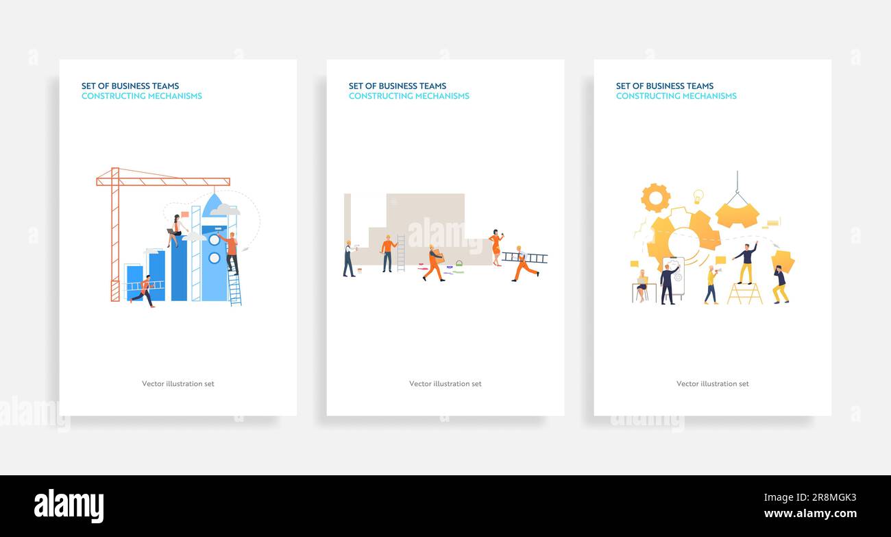 Set of business teams constructing mechanisms Stock Vector Image & Art ...