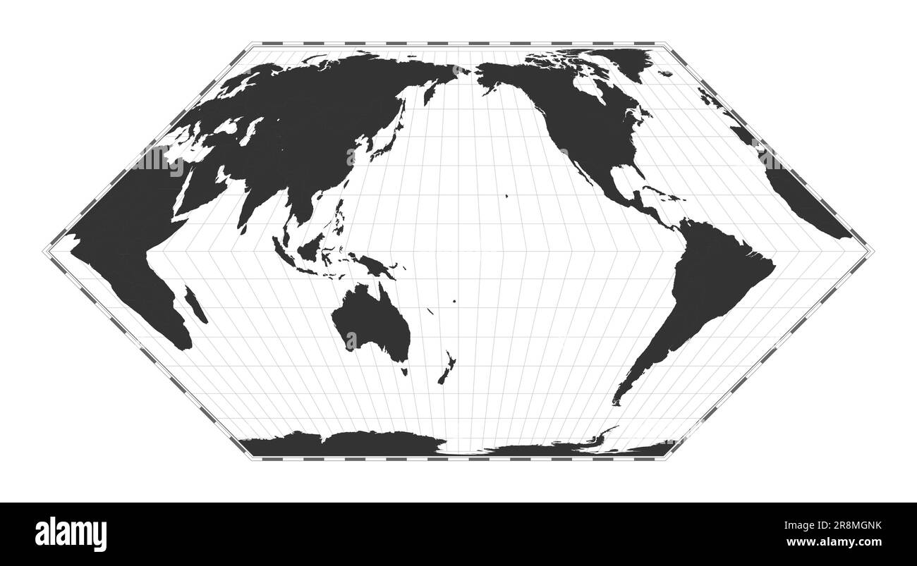 Vector world map. Eckert II projection. Plain world geographical map ...