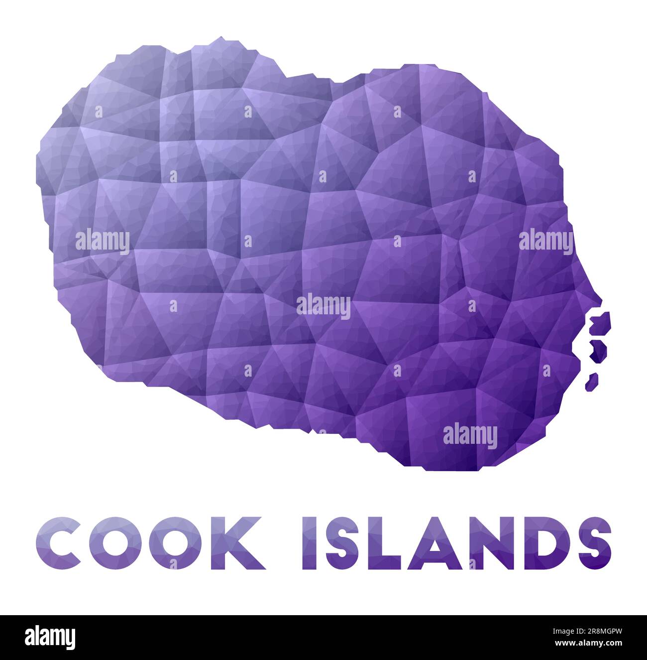 Map of Cook Islands. Low poly illustration of the island. Purple ...
