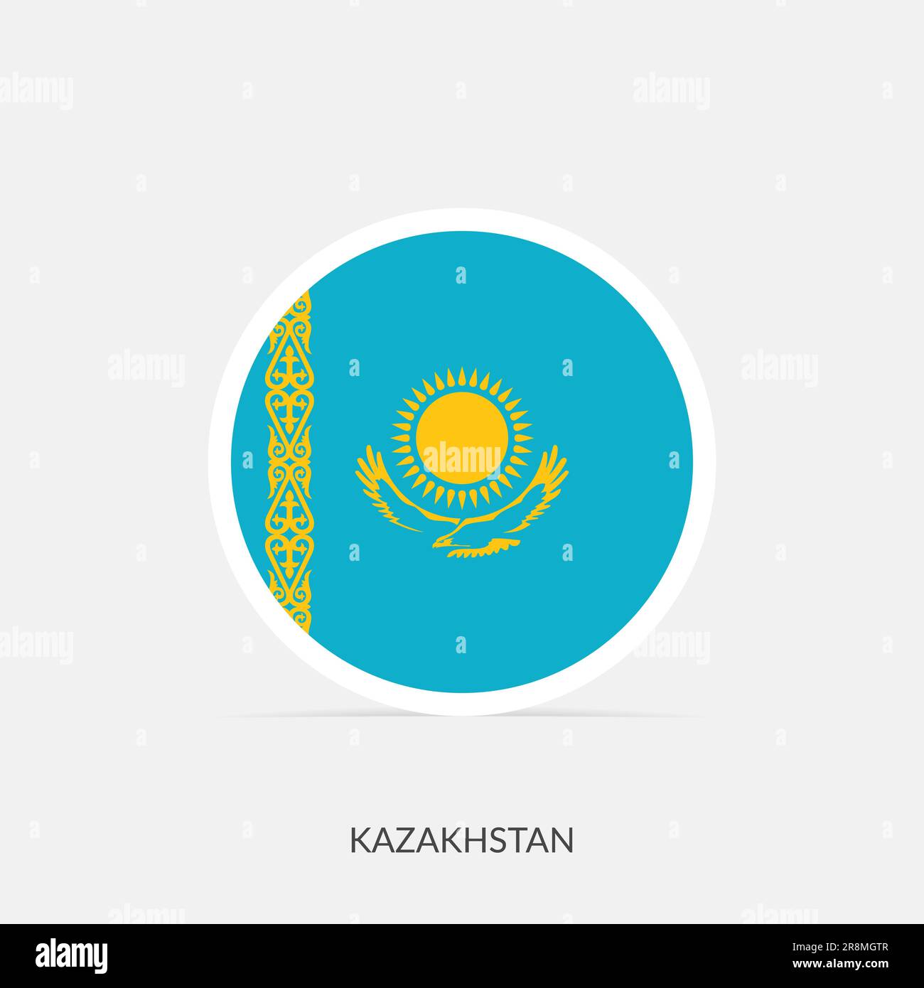 Kazakhstan round flag icon with shadow Stock Vector Image & Art - Alamy