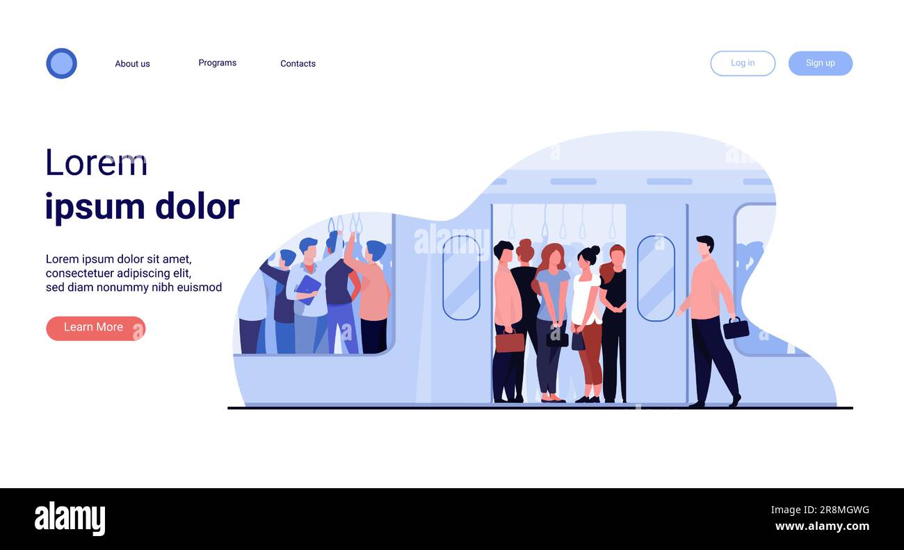 Crowd of commuters traveling by subway train Stock Vector Image & Art ...