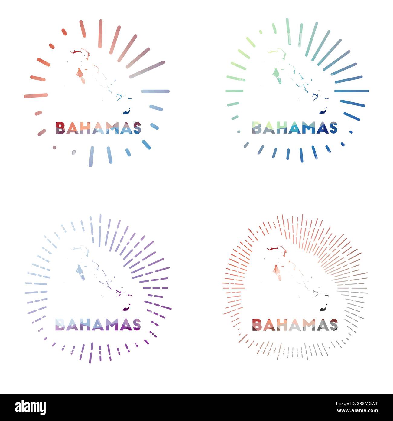 Bahamas low poly sunburst set. Logo of country in geometric polygonal ...