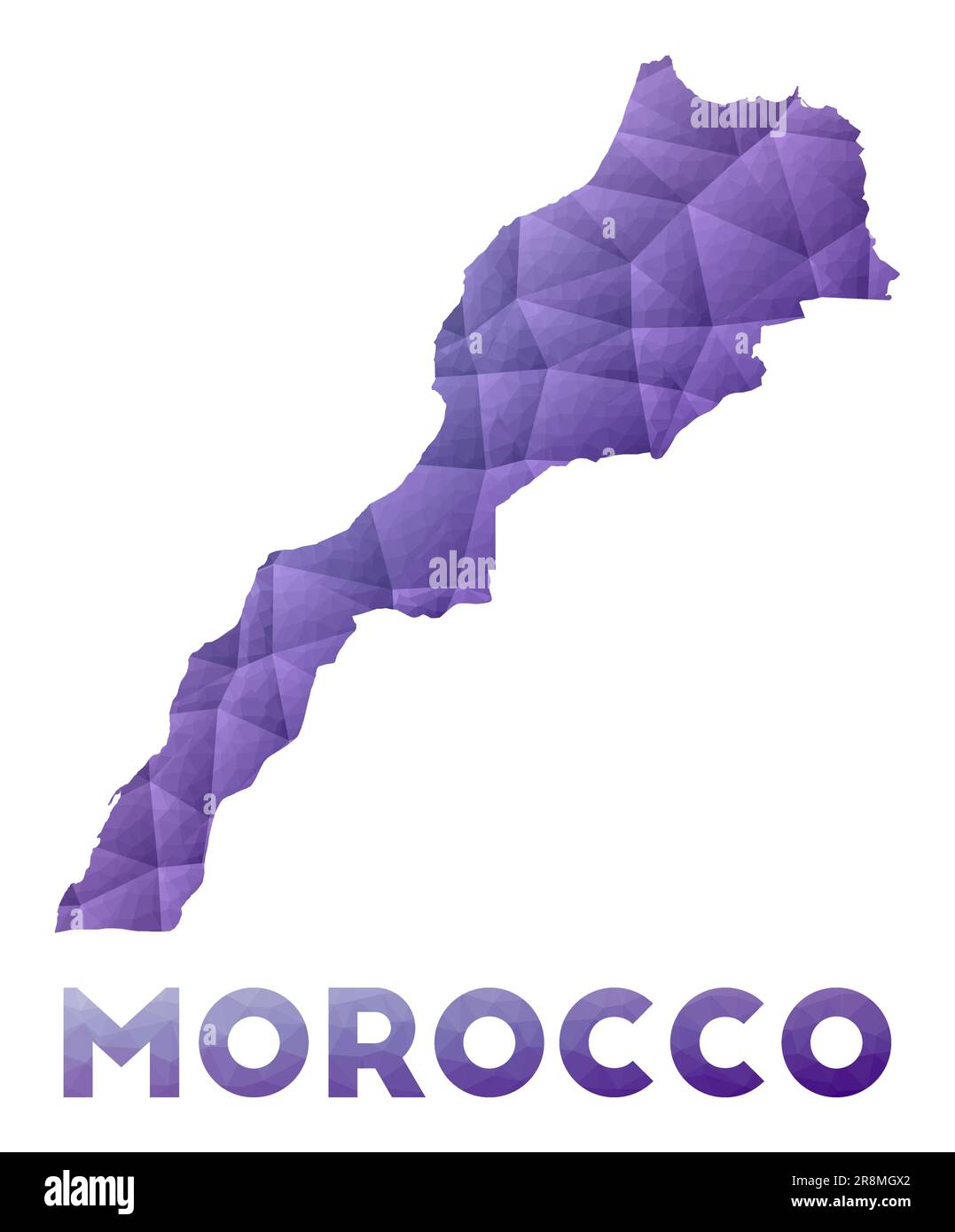 Map of Morocco. Low poly illustration of the country. Purple geometric design. Polygonal vector ...