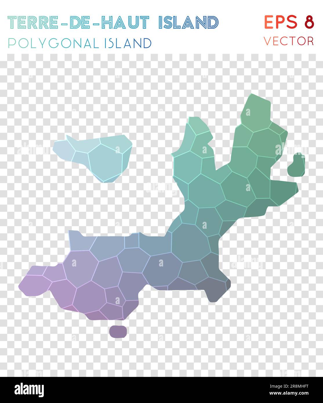 Terre-de-Haut Island polygonal map, mosaic style island. Posh low poly style, modern design ...
