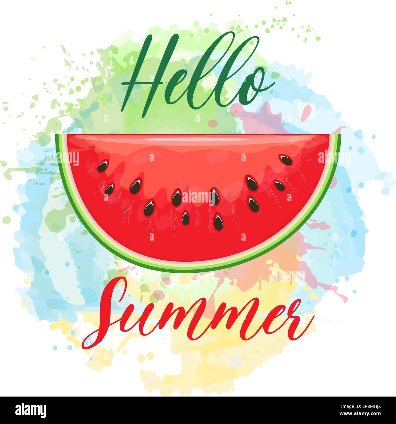 Hello summer watermelon slice label Stock Vector Image & Art - Alamy