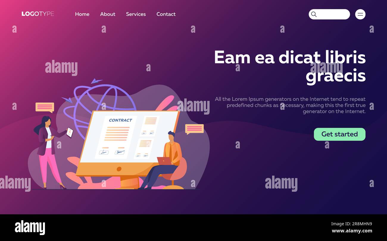 Business people signing online contract with electronic sign Stock ...