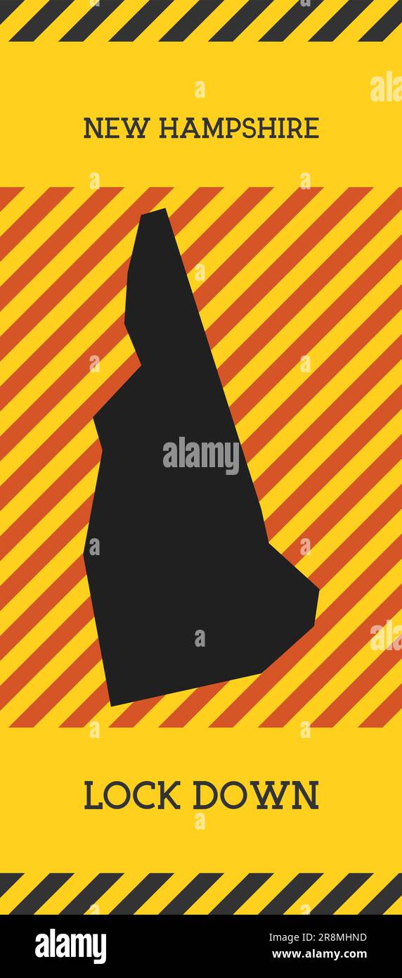 New Hampshire Lock Down Sign. Yellow US state pandemic danger icon ...