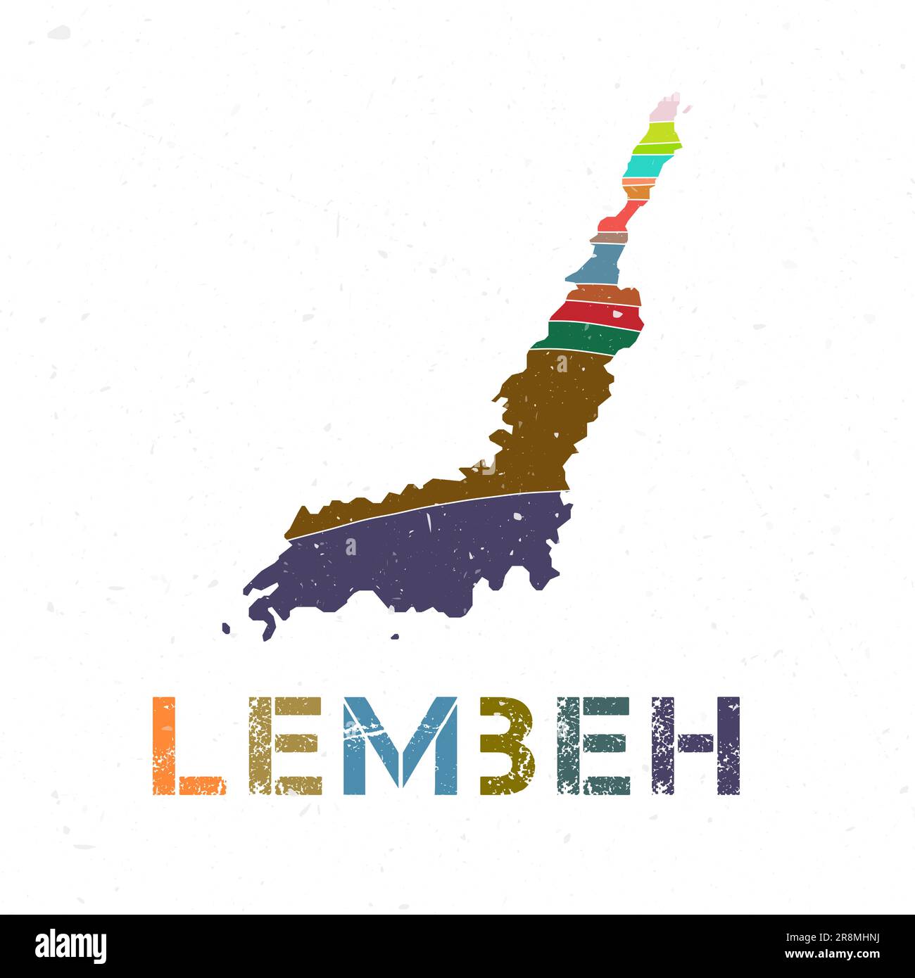 Lembeh map design. Shape of the island with beautiful geometric waves ...