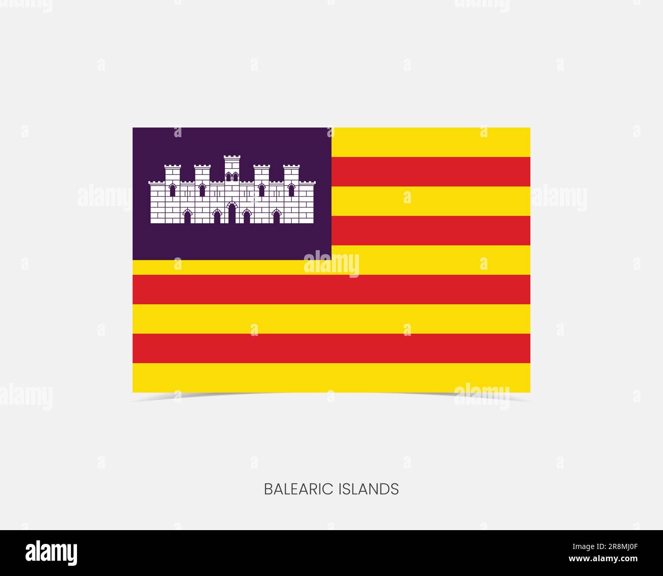Balearic Islands Rectangle flag icon with shadow Stock Vector Image ...