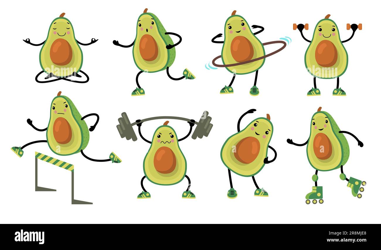 Funny avocados doing exercise Stock Vector Image & Art - Alamy