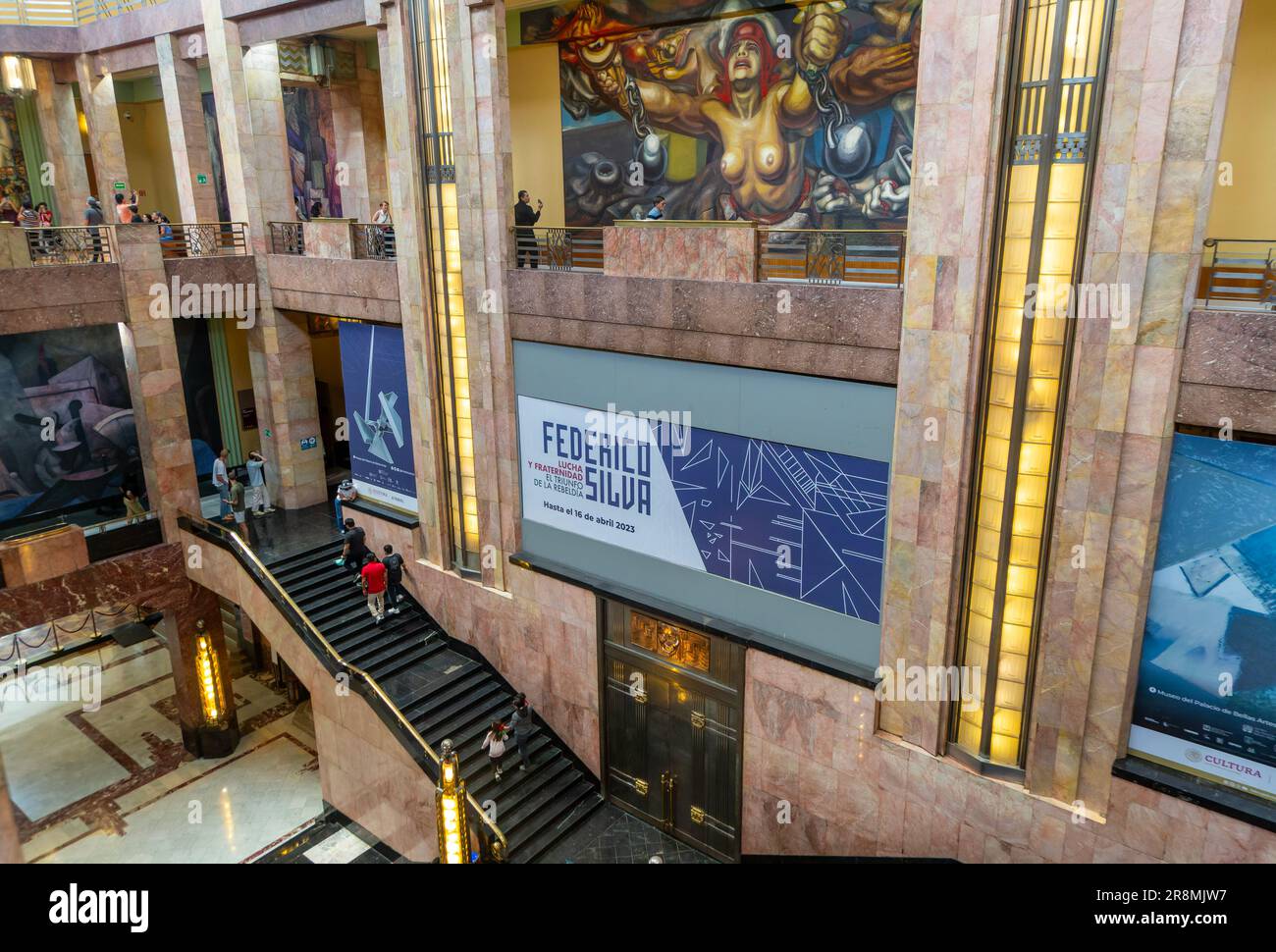 Art Nouveau architecture interior of Palacio de Bellas Artes, Palace of ...