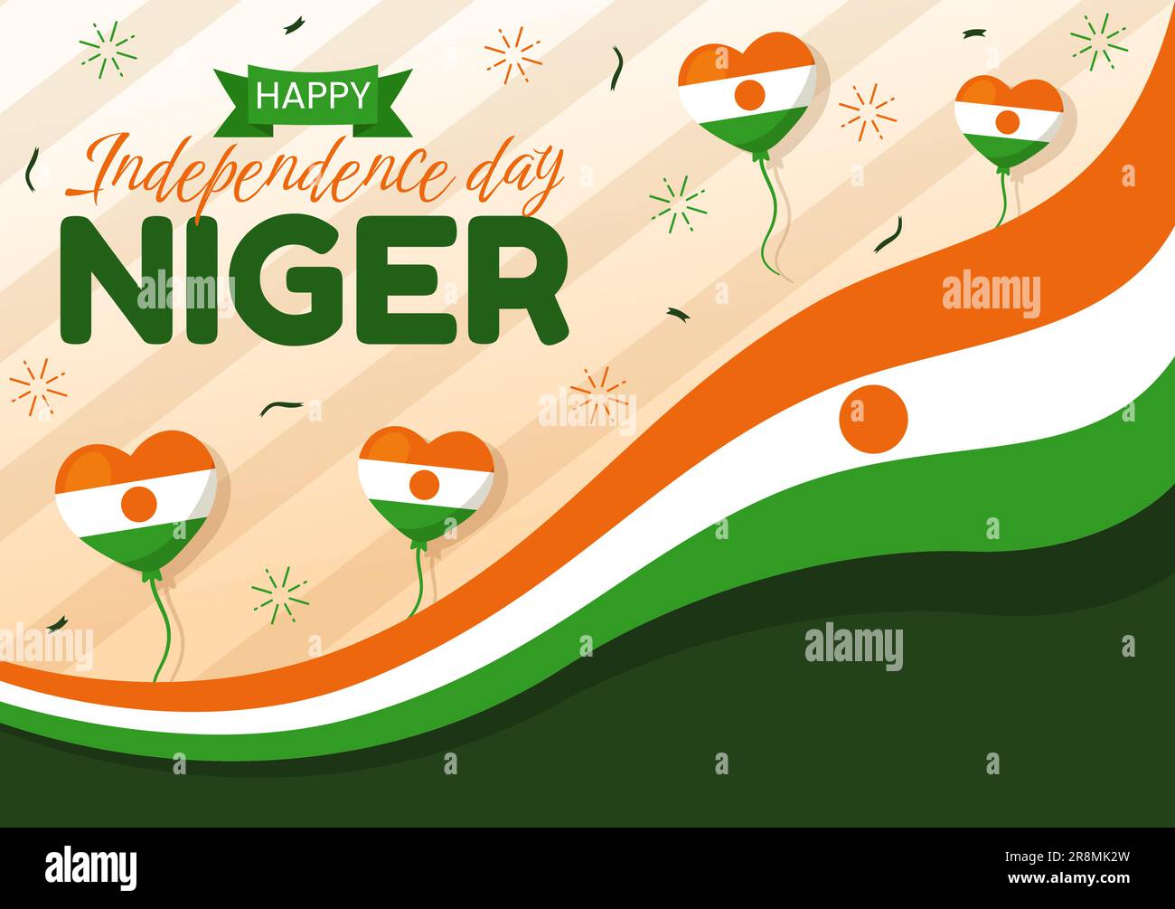 Happy Niger Republic Day Vector Illustration with Waving Flag and ...