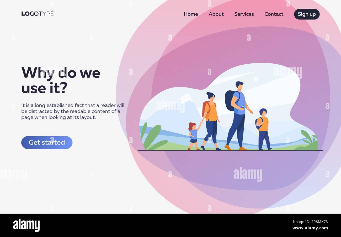 Happy active family walking outdoors Stock Vector Image & Art - Alamy