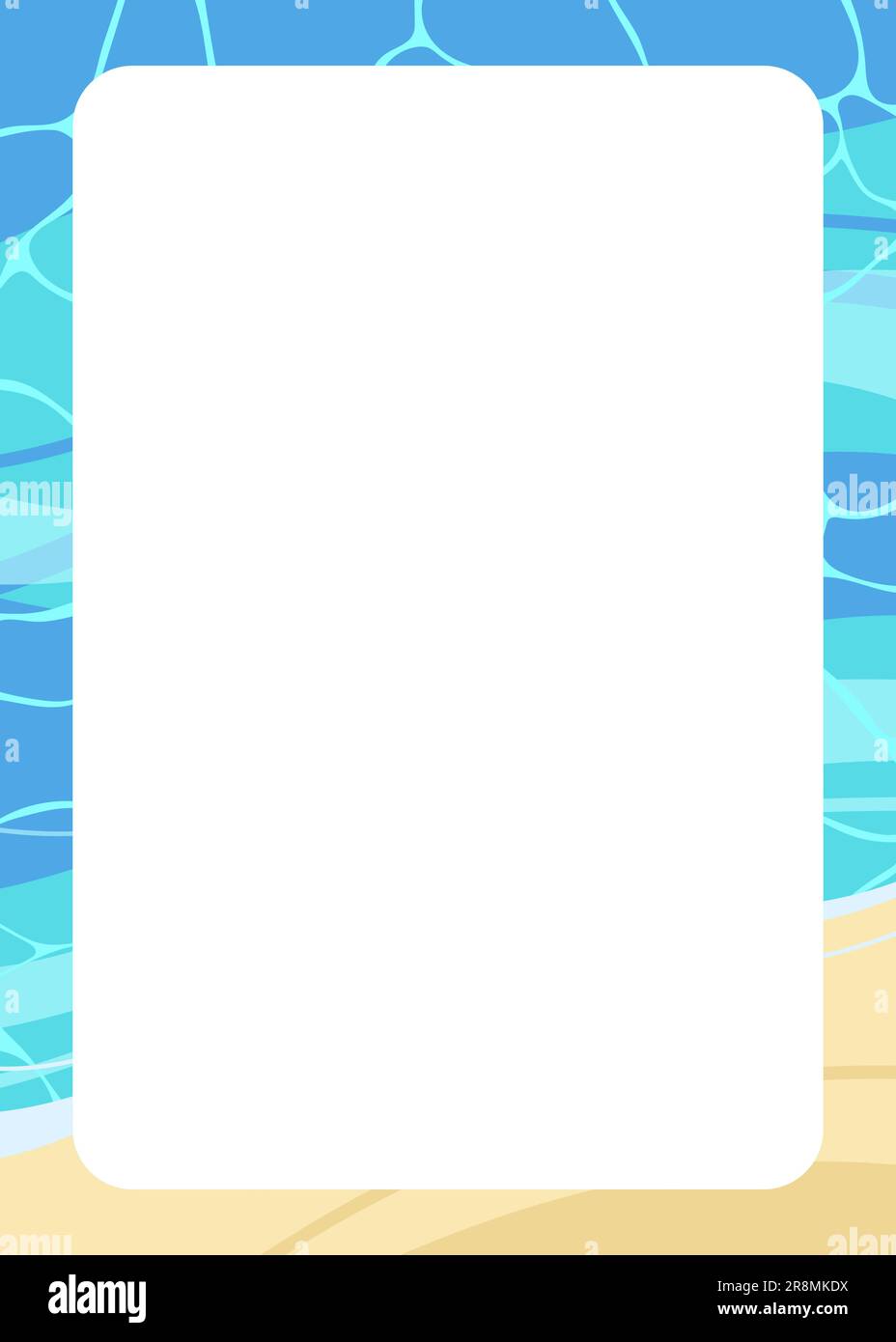 Summer template frame decorated with water sea, sand. Vector ...