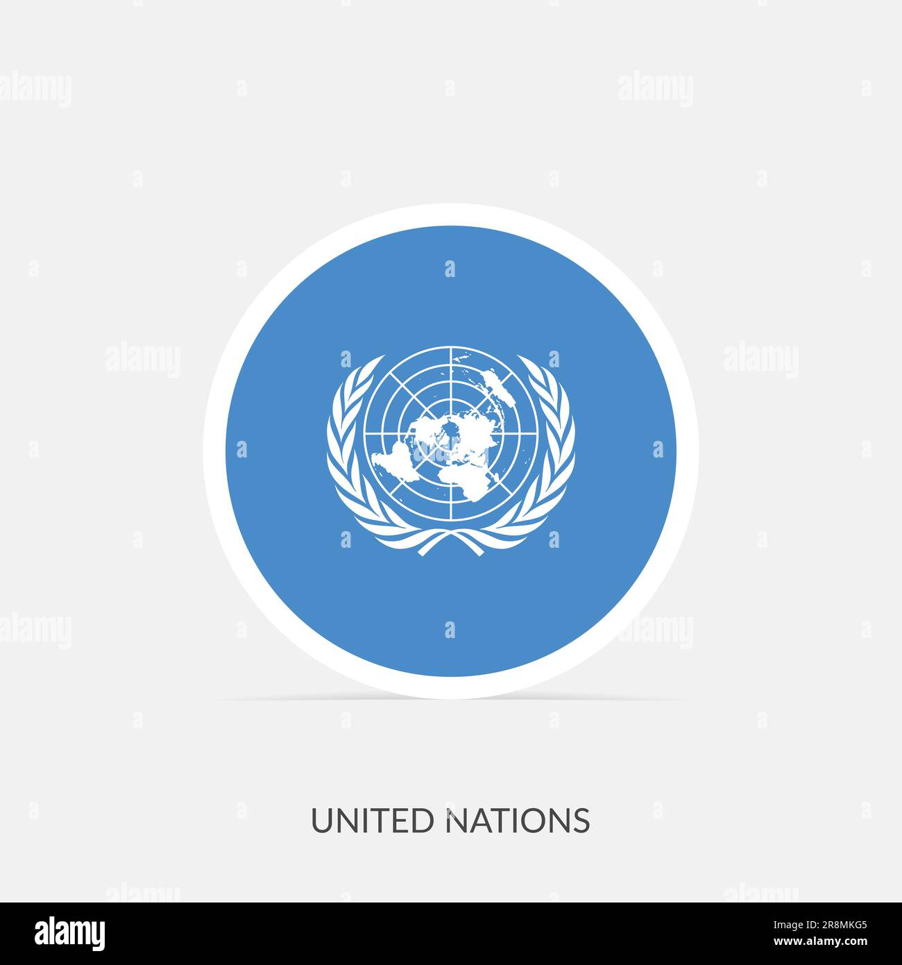 United Nations round flag icon with shadow Stock Vector Image & Art - Alamy