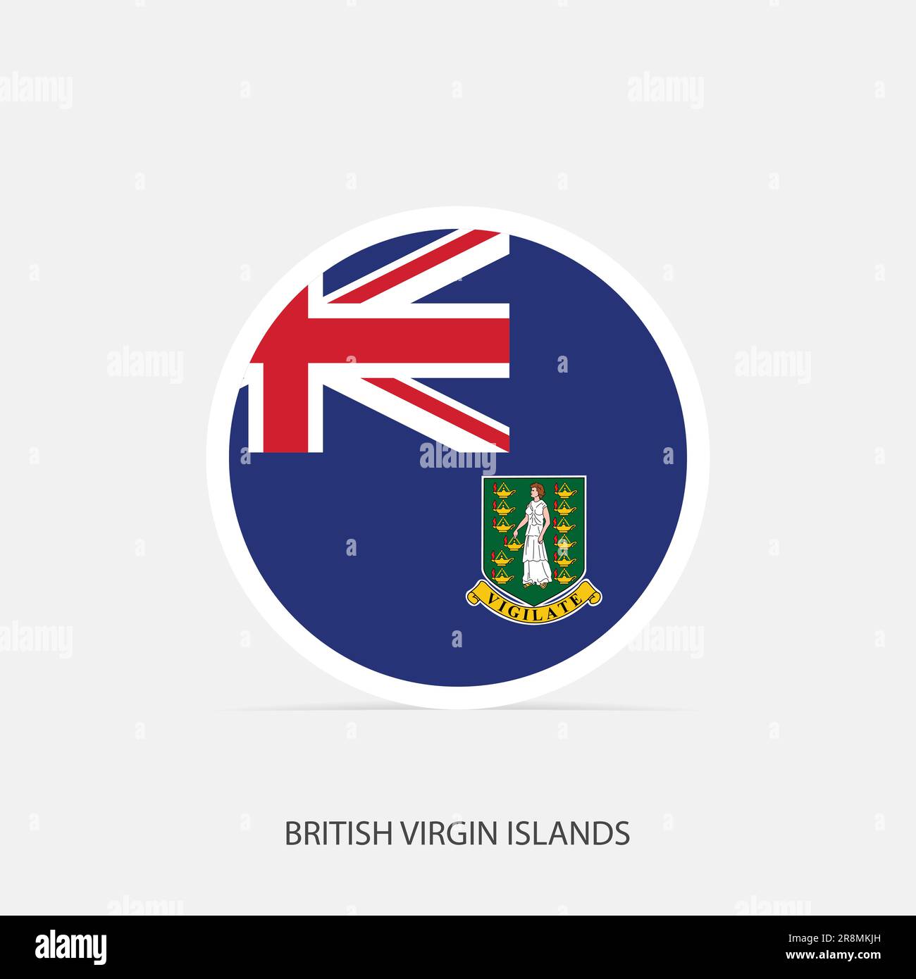 British Virgin Islands round flag icon with shadow Stock Vector Image ...