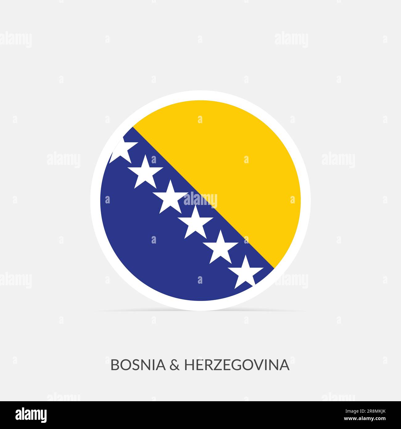 Bosnia & Herzegovina round flag icon with shadow Stock Vector Image ...