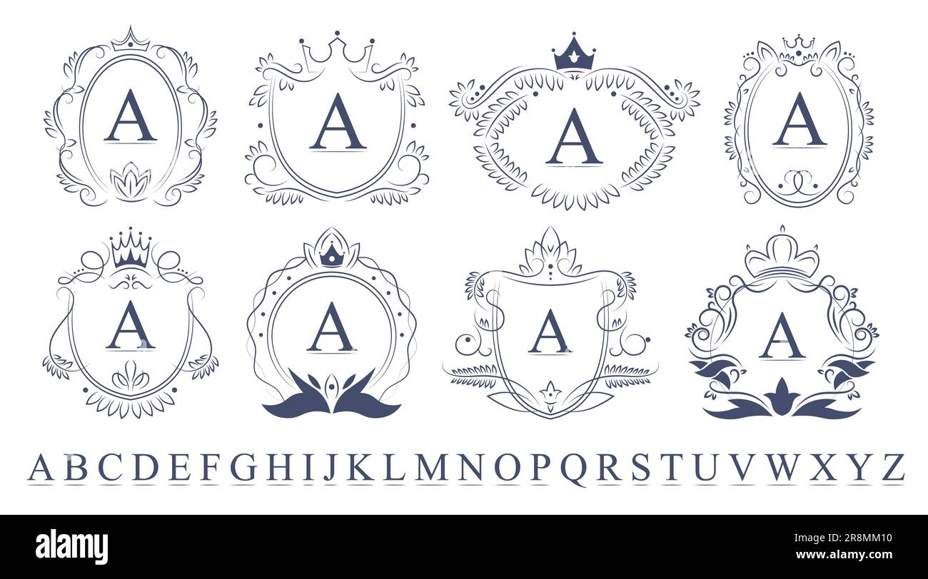 Retro ornate monogram emblems set Stock Vector Image & Art - Alamy