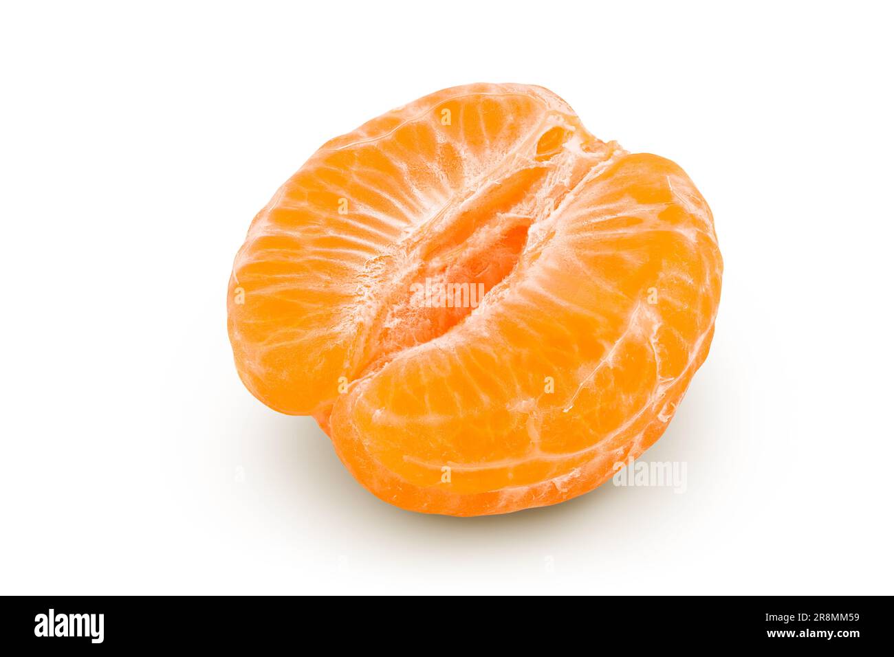Tangerine or clementine half isolated on white background with full ...