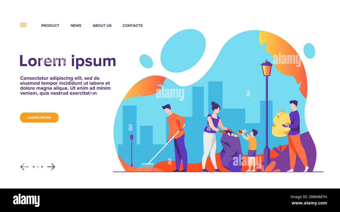 Volunteers community cleaning garbage flat vector illustration Stock ...