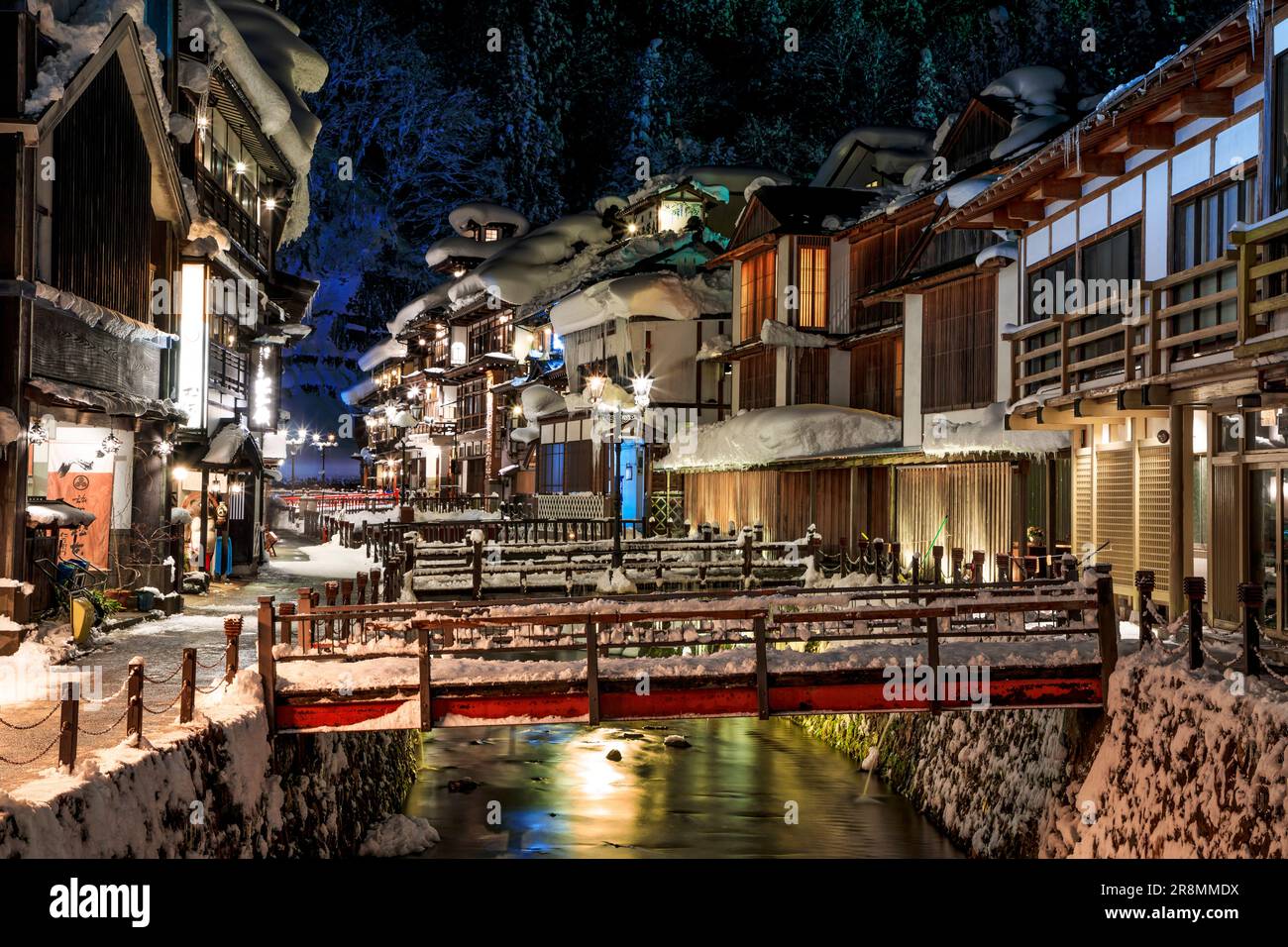 Night view of Ginzan Onsen Stock Photo - Alamy