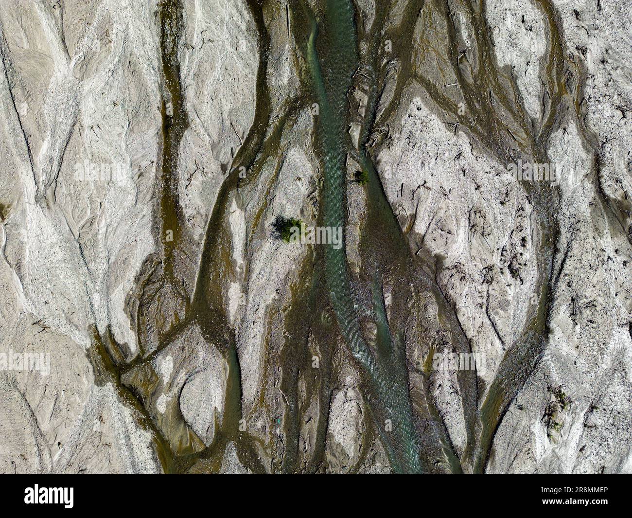 Close up aerial view of the Rio Sacambaya landscape with a huge ...