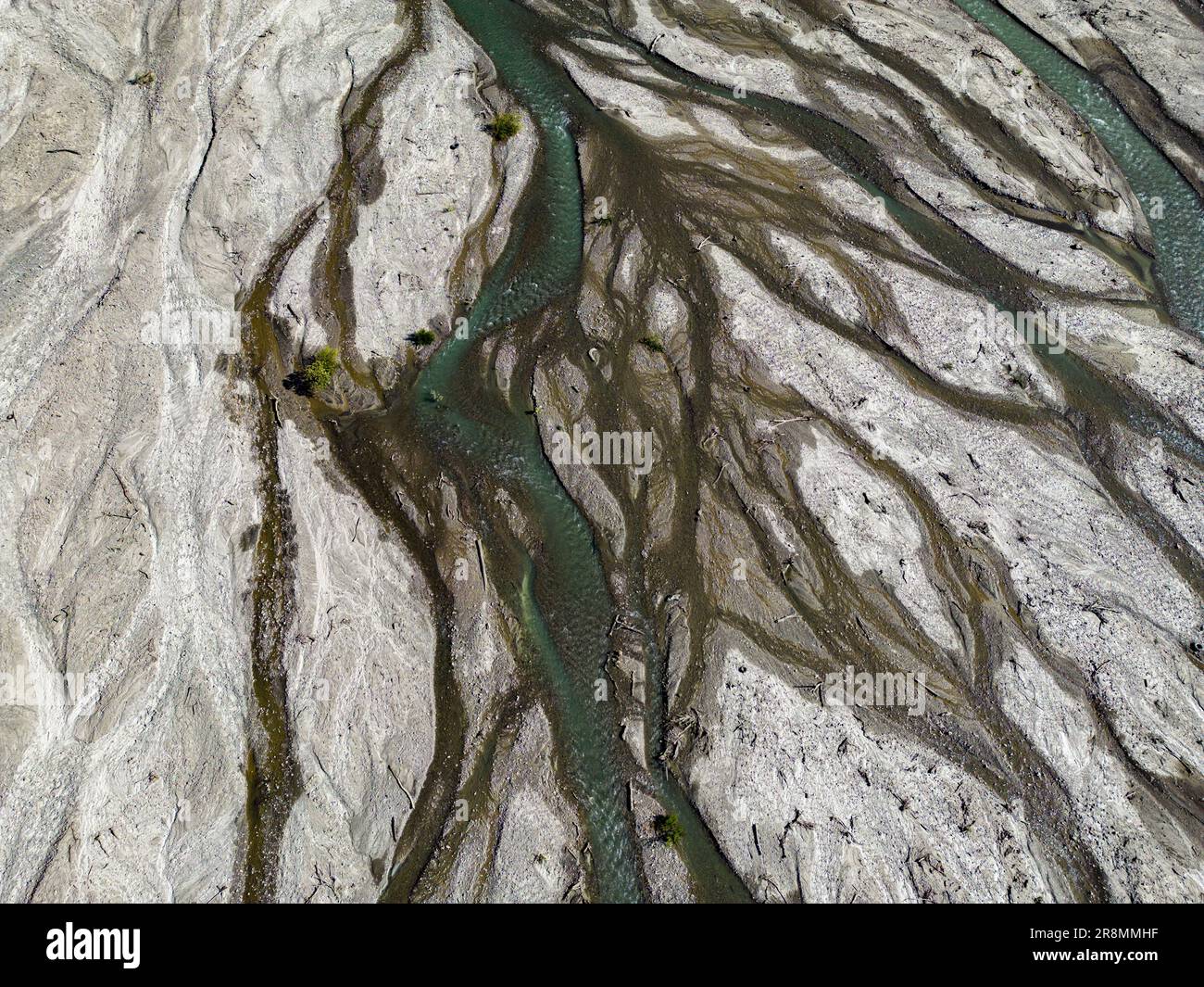 Close up aerial view of the Rio Sacambaya landscape with a huge ...