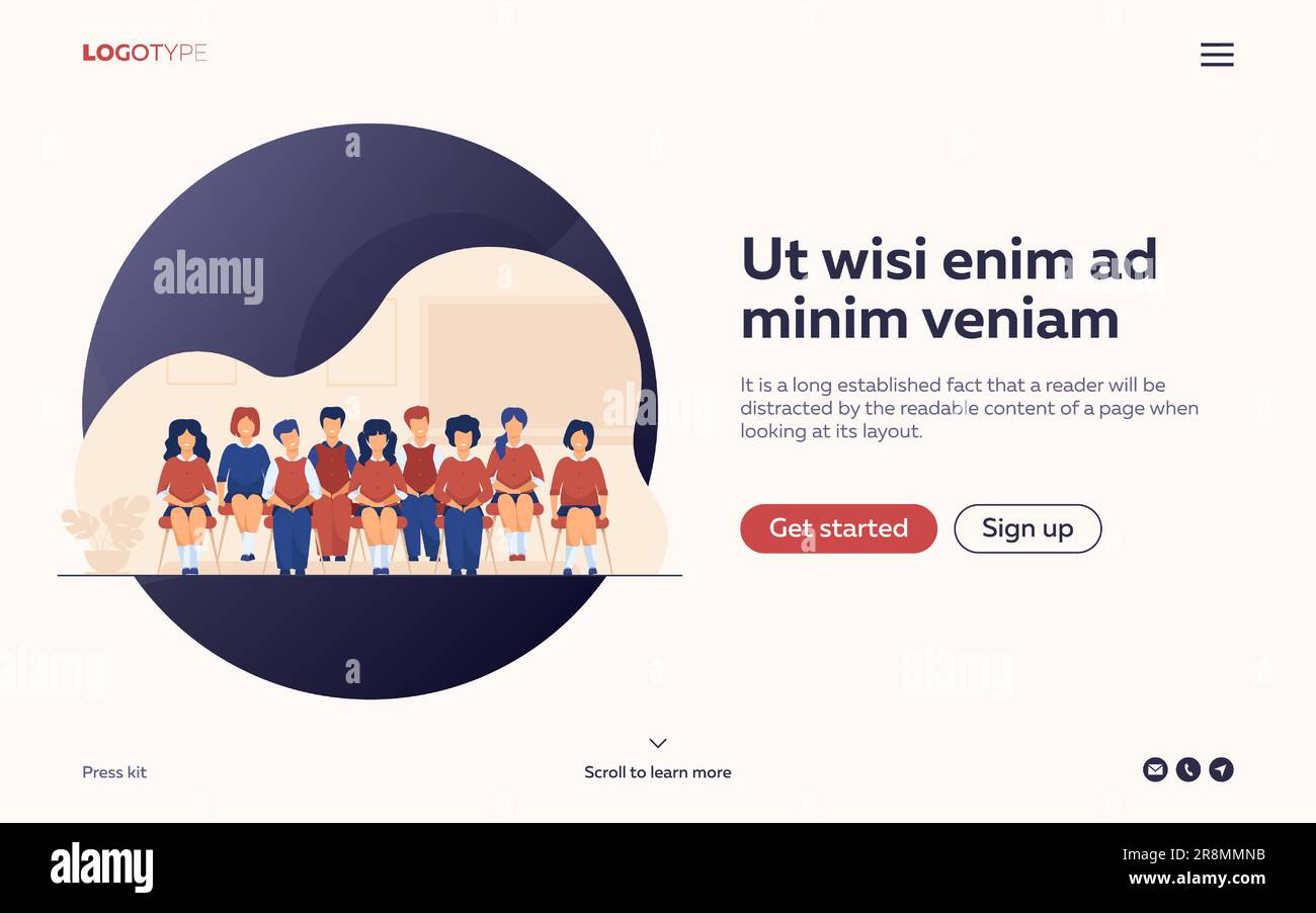 School students posing for class portrait in classroom Stock Vector ...