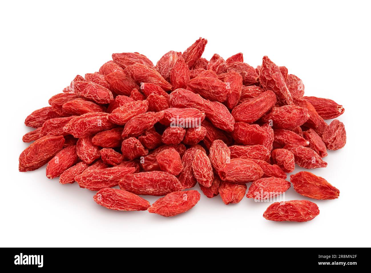 Dried goji berries isolated on white background with full depth of ...