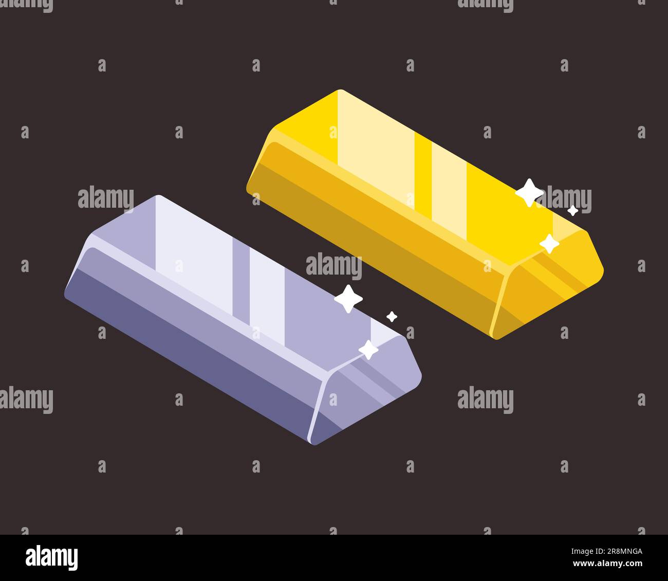 gold and metal ingot on a dark background. flat vector illustration Stock Vector Image & Art - Alamy