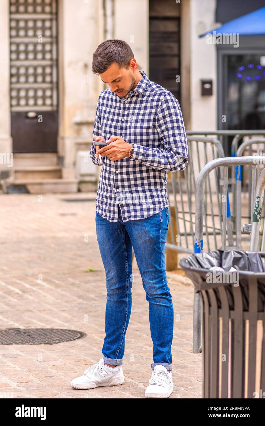 Check shirt and jeans hi-res stock photography and images - Alamy