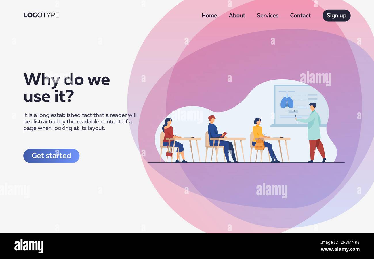 Medical professor presenting organ infographics to audience Stock ...