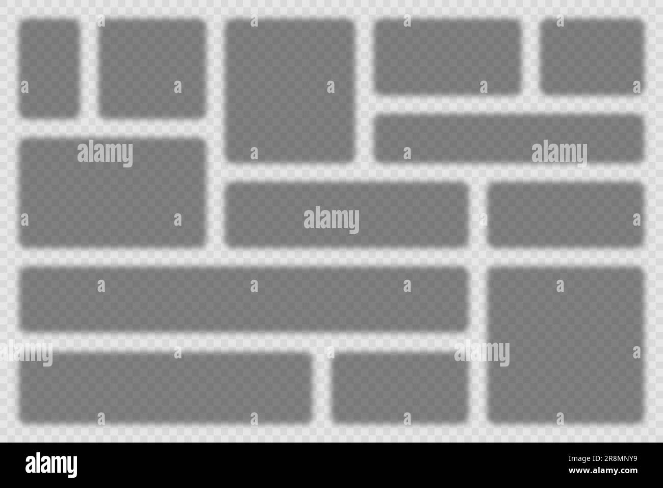 Collection of realistic rectangular shadows. Transparent square page ...