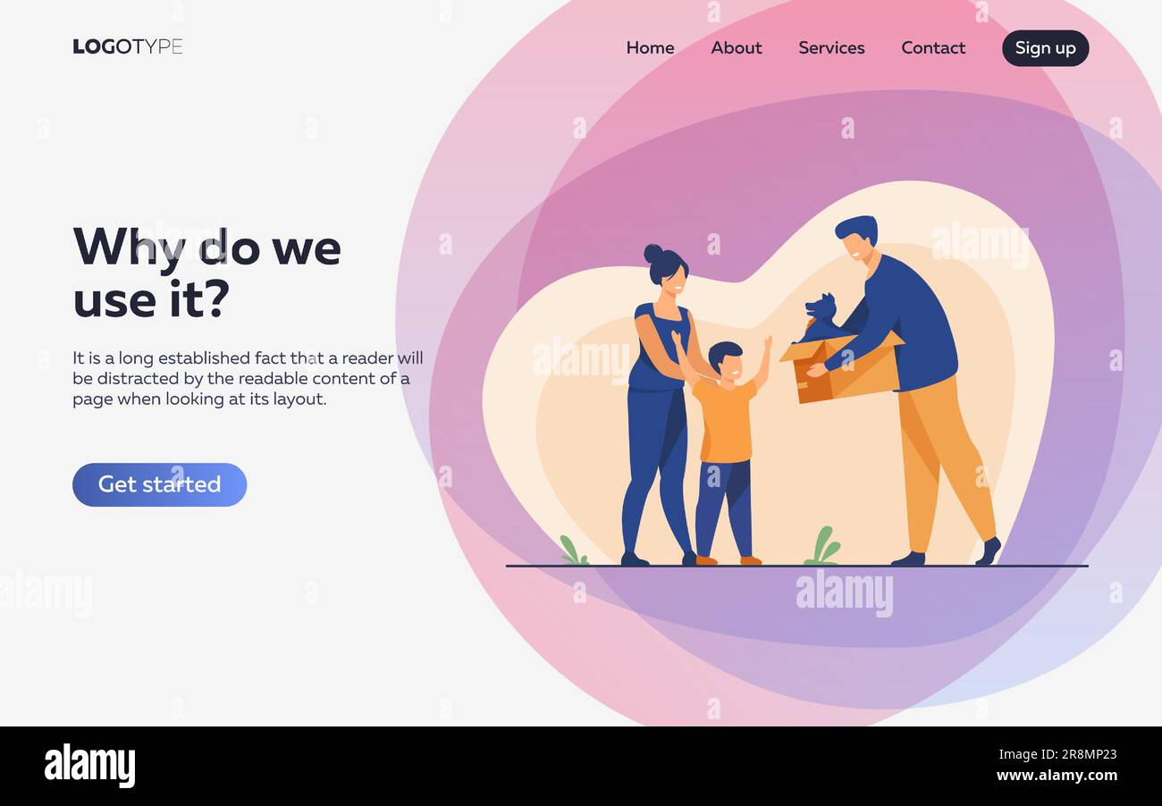 Happy family with child adopting pet Stock Vector Image & Art - Alamy